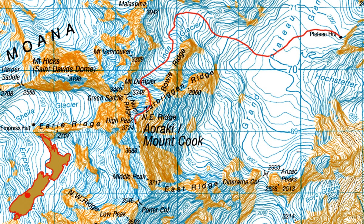Mt-Cook-route - Occasional Climber